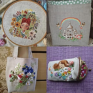 PINGEUI 2 Pack 39 x 60 Inch Nature Linen Needlework Fabric, Plain Solid Colour Linen Fabric Cloth, Large Size Linen Fabric Cloth for Embroidery, Handmade Tablecloth, Home Decorations, Crafts