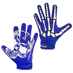 Glorious Traders American Football Gloves, Adult Football Gloves Men & Women's - Ultimate Performance Booster Football Gloves Adult with Super Perfect fit & Sticky Grip. (Blue, Small)