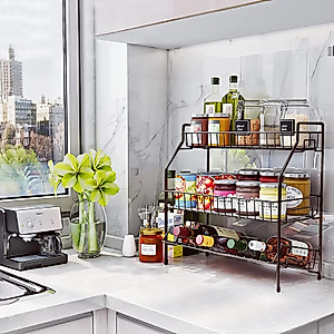 Vanfree Spice Rack Organizer for Countertop Kitchen Counter Storage Shelf, 3 Tier Seasoning Organizer Condiment Rack, Bathroom Counter Organizer for Vanity Bedroom and Desktop, Multiple Uses