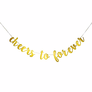 StarsGarden Cheers to Fovever Banner Hanging Garland -Perfect Decoration for Bridal Shower, Engagement, Bachelorette, Wedding Party(Gold)
