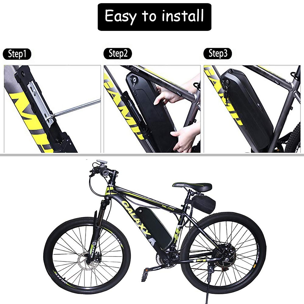 Yasco (US Warehouse) 48v Ebike Battery 13Ah Removable Waterproof Down Tube Large Capacity Lithium Battery for 500w/750w/1000w Adult Electric Bike Conversion Kit