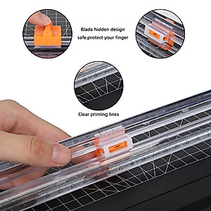 TCHENSWZ A4 Paper Cutter,Portable Paper Trimmer，12 Inch Paper Slicer Scrapbooking Tool with Automatic Security Safeguard and Side Ruler for Craft Paper, Coupon, Label and Cardstock, Black