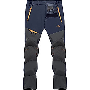TACVASEN Men's Waterproof Pants Winter Pants Fleece Lined Pants Snow Pants Warm Pants Outdoor Pants Hiking Pants Navy