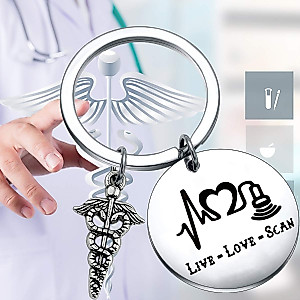 ENSIANTH Sonographer Gift Live Love Scan Keychain Ultrasound Tech Jewelry Radiologist gift (Sonographer Keychain)