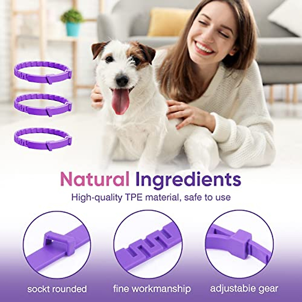 Calming Collar for Dogs 4 Packs Pheromone Collars Appeasing Dog Separation Anxiety Relief Stress 60 Days Calm Pheromones Relax Breakaway Design Adjustable Size Fit Medium Large Small Puppy(25 Inches)