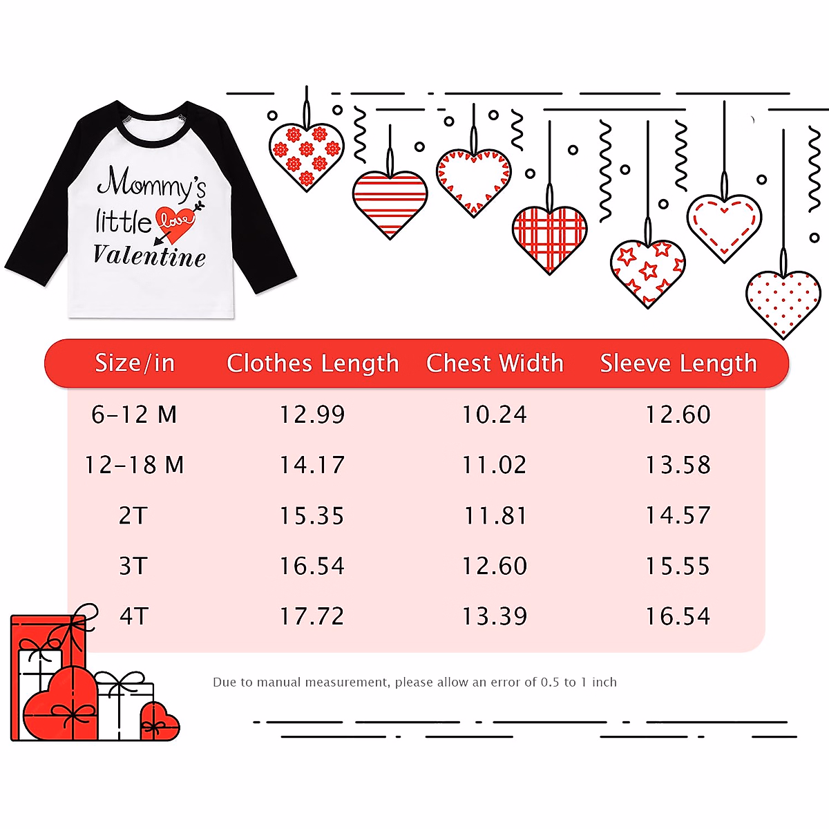 Yruiz Baby Boy's Mommy's Little Valentine Clothes Toddler Color Block Raglan Eleeves T-Shirt (US, Age, 6 Months, 12 Months, White)