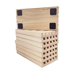 SUTIMSHE Set of 8 Mexican Train Domino Trays,Natural Wood Domino Racks, Domino Tiles Holders,Chickenfoot and Other Dominoes Games,Dominoes NOT Included