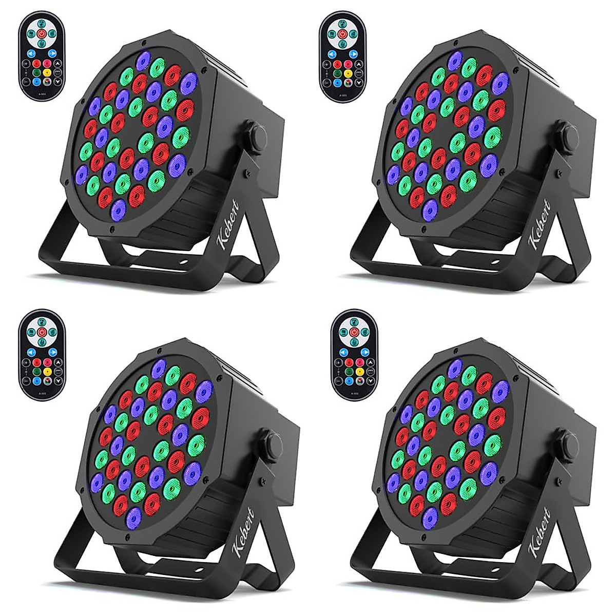 Kebert Par Lights, 36 Led DJ Stage Lights with Remote Control and DMX, 1W RGB Sound Actevated Stage Lights, 9 Modes Par Led Flood Lights for Wedding Bar Party DJ Show