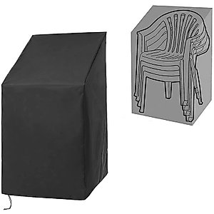 Patio Chair Covers,Stackable Patio Home Chair Cover,Durable/Waterproof/Dustproof Furniture Cover with Adjustable Hem Cord for Easy Fitting,Large Outdoor Stacking Chairs Cover 25" L x 25" W x 47" H