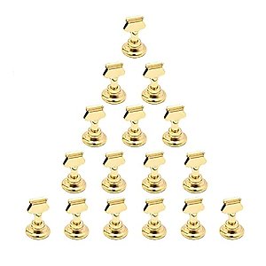 Urban Deco 16 Pieces Table Card Holder 1.6 inches Gold Steel Card Holders for Photos, Food Signs, Memo Notes, Weddings, Restaurants, Birthdays. (Gold)