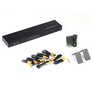 RIJER 8 Port Smart KVM Switch Manual Key Press VGA USB Remote Extension Switcher Console with Original Cable 801UK-L
