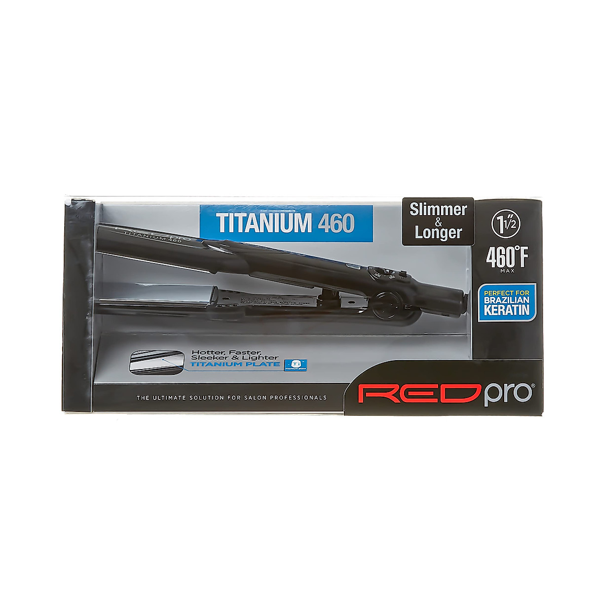 RED by KISS Pro Titanium 1 1/2 Inch Flat Iron Heats Up to 460°F Silky Straight, Frizz-Free Results