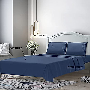 Mejoroom Full Size Sheets,1800TC Luxury Full Sheets with 16 Inch Deep Pocket,Premium Bedding Collection - Extra Soft Breathable Wrinkle Fade Stain Resistant Hypoallergenic - 4 Piece (Full, Navy)