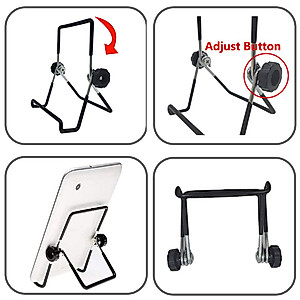 VOVIGGOL Adjustable Tablet Stand Holder 2 Pack, Non-Slip Foldable Holder Cradle Fit for 9-12.9" Tablets, iPad, Samsung and Kindle Fire, Display Stand Picture Frame Stand for Photos (2 Large Black)