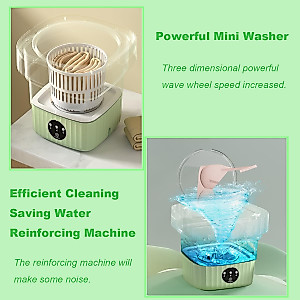 Portable Washing Machine, Foldable Mini Washing Machine, Small Washing Machine for Underwear, Baby Clothes, or Small Items, Suitable for Apartments, Dormitories, Camping, Travel (6 Liters),Green