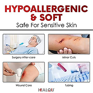 HEALQU Surgical Transparent Tape for Wound Care, Tubing, First Aid Supplies - 1" x 10yd Box of 12 Breathable, See Through, Microporous Waterproof Tape with Gentle Adhesion and Easy Monitoring