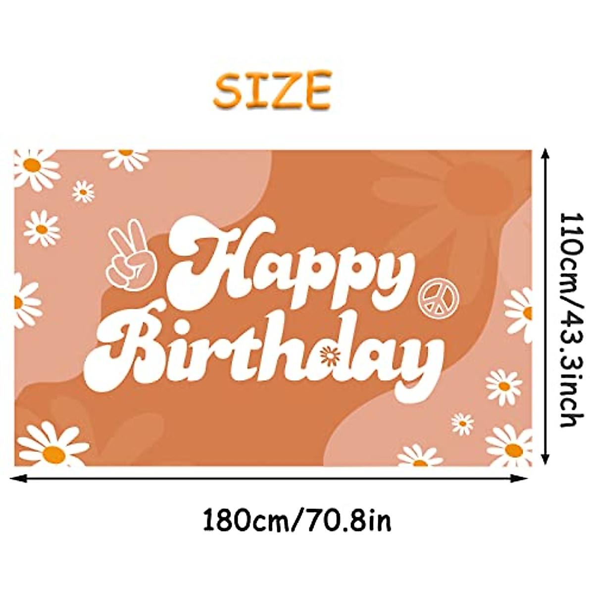 DARUNAXY Happy Birthday Banner for Women, Boho Hippie Theme Birthday Backdrop for Baby Shower, Happy Birthday Decorations for Girls, Boho Daisy Flower Groovy Birthday Party Supplies