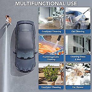 Fixnow Cordless Pressure Washer, Portable Pressure Cleaner with Adjustable Nozzle,24V Biult in Battery Powered Power Washer for Washing Cars,Fences,Garden,White