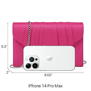 Dasein Womens Evening Bag Velvety Pleated Envelope Clutch Handbag Wedding Party Bridal Purse (Rose)