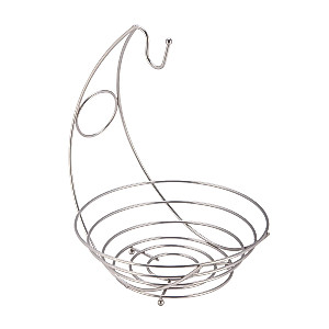 Home Basics Satin Nickel Fruit Bowl with Banana Tree