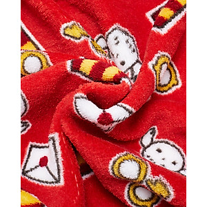 Harry Potter Baby Girls Long-Sleeve Plush Polar Fleece Bodysuit Pajamas - Baby Girl Clothes Prints (Red/White/Yellow, 0-3 Months)