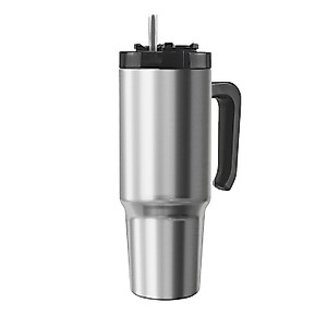 OUTDOORS PROFESSIONAL OUTD9034 30-Oz. Stainless Steel Double-Walled Insulated Tumbler with Straw (Stainless Steel)