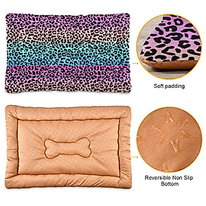 Coikll Leopard Pet Bed Pad Soft Dog Bed Mat with Anti-Slip Bottom, Machine Washable Crate Pad Mattress for Dog Sleeping- 24 * 18inches