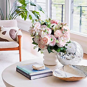 ASTRYAS Artificial Flowers, 2 Pcs Pink Peonies Fake Peony Flowers Light Pink Silk Peonies Arrangements for Home Office Party Wedding Decoration