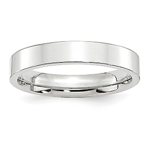 Solid 10k White Gold 4 mm Comfort Fit Flat Wedding Band Ring Size 7.5