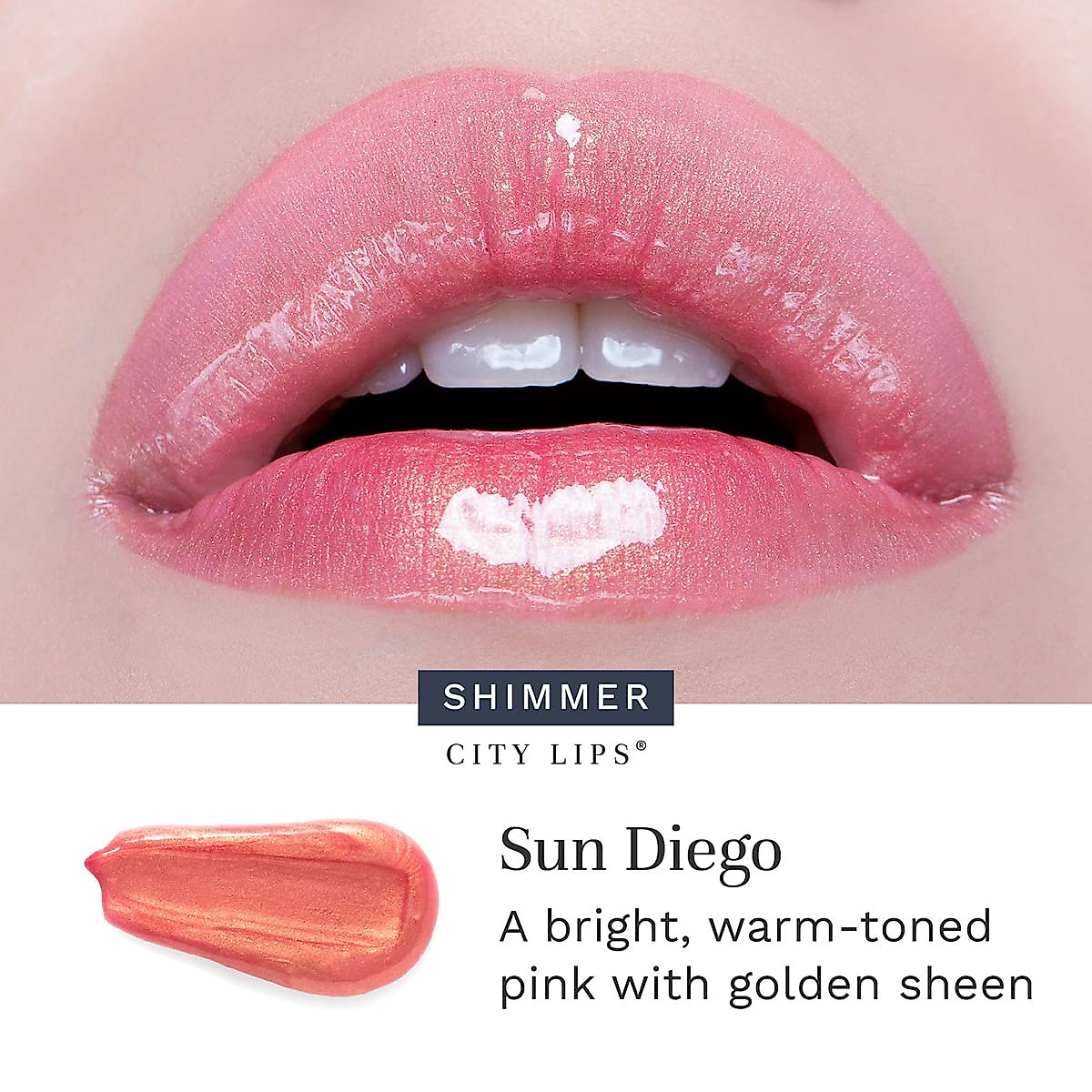 City Beauty City Lips Plumping Lip Gloss Sun Diego - High-Shine Gloss for Fuller, Younger-Looking Lips | Hydrating & Smoothing Lip Treatment Hyaluronic Acid