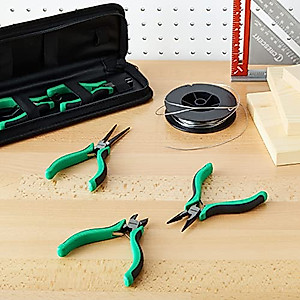 Amazon Brand - Denali 6-Piece Mini Pliers Set with Comfort Grip and Organizer Leather Storage Bag