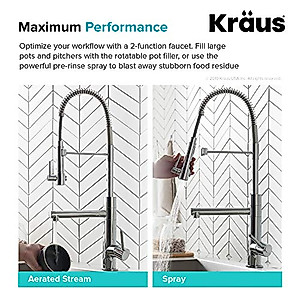 KRAUS Artec Pro 2-Function Commercial Style Pre-Rinse Kitchen Faucet with Pot Filler in Brushed Gold, KPF-1603BG (Pack of 3)