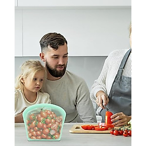 DGitaor Reusable Silicone Storage Bags, 4Pack Silicone Snack Sandwich Half Gallon Bags, Endurables Silicone Ziplock Bags for Food Storage, Freezer, Microwave, Oven, Dishwasher Safe, Heavy Duty (Aqua)