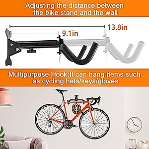 CUCESH Bike Wall Mount Hanger 2 Pack .Horizontal Indoor Bicycle Storage Rack. Cycling Wall Mounted Holder Hook for Road, Mountain or Hybrid Bikes in Garage or Home