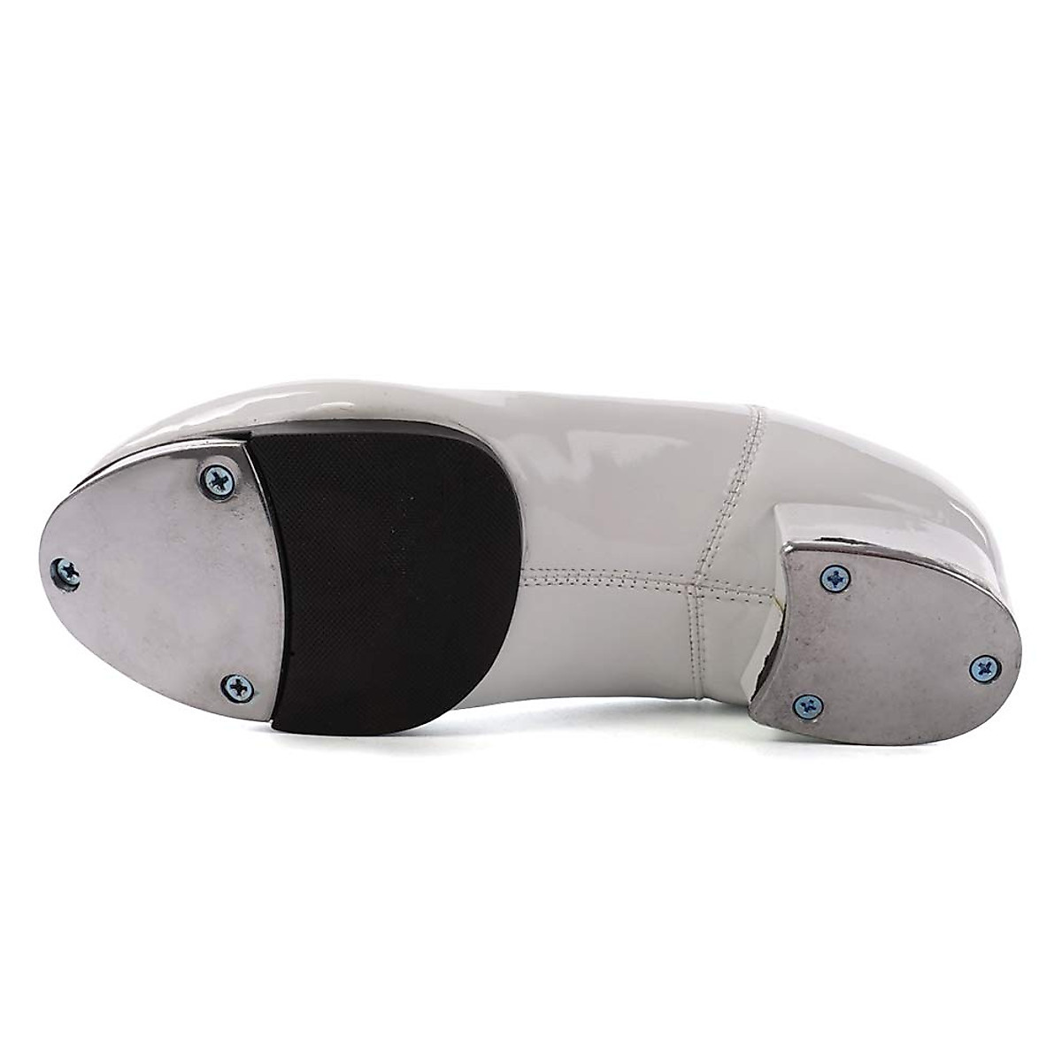 SWDZM Women's & Men's & Kid's Jazz Tap Dance Shoes Tap-Flex Patent Leather Tap Shoe,WXLDD-Tap,White,10.5 US