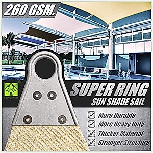 ColourTree 16' x 16' x 16' Beige Triangle Sun Shade Sail Canopy Structure, Super Durable Heavy Duty, Reinforced Corners, Edges & 260 GSM Permeable Fabric - 3 Years Warranty
