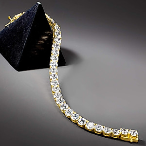 Ross-Simons 23.00 ct. t.w. CZ Tennis Bracelet in 18kt Gold Over Sterling. 7 inches