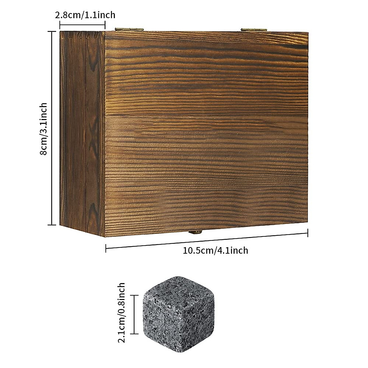 Pack of 9 Whiskey Stones Gift Set Reusable Ice Cube Whiskey Rocks with Wooden Gift Box and Storage Carrying Pouch (Gray)