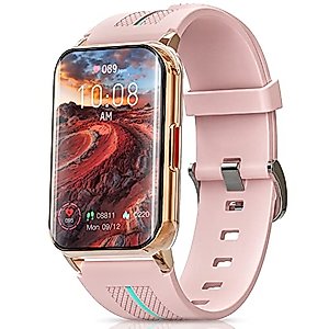 Smart Watch for Android iOS Phones,1.57 inch Full Touch Screen Fitness Tracker with Heart Rate & Blood Oxygen Monitoring IP68 Waterproof Smart Watches for Men Women (Pink)