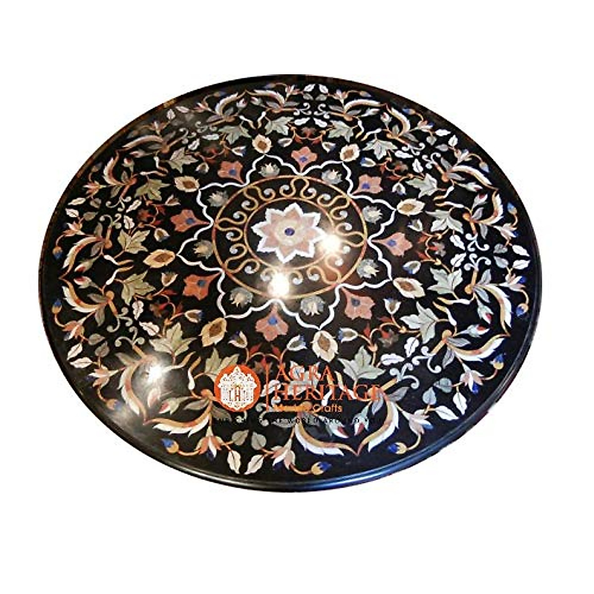 38" Inches Marble Top Dining Table Handicraft Inlay Design Decor Furniture