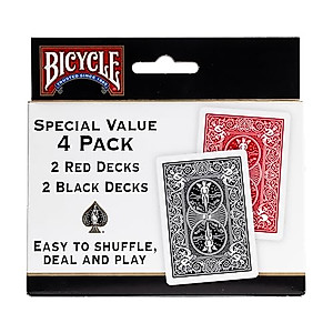 Bicycle Standard Index (Black/Red), Pack of 4