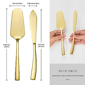 AW BRIDAL Gold Wedding Cake Knife and Server Set, Cake Cutting Set Pie Pastry Servers for Parties Events Bridal Shower Anniversary Engagement Gifts