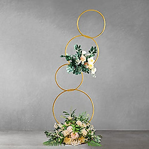 YALLOVE 5Ft Wedding Round Hoop Backdrop Stand, Detachable 4 Tier Gold Metal Flower Arch Frame for Photo Booth Background, Aisle Decor, Table Centerpiece, Stage Display, and More, Flower NOT Included