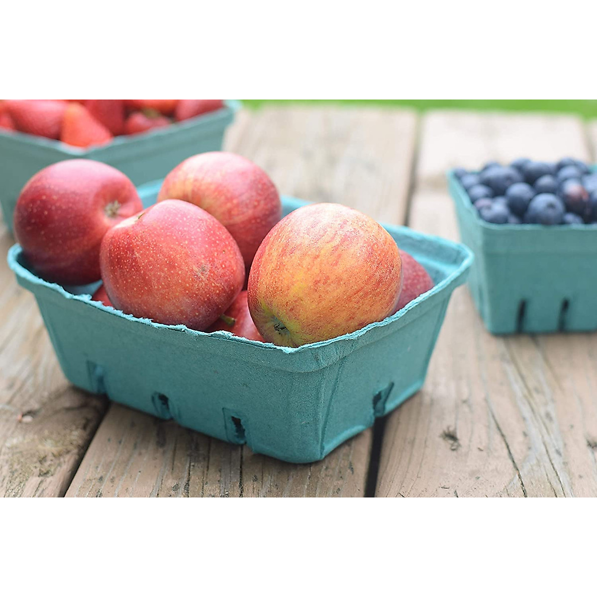 25 Pack Green Molded Pulp Fiber Berry/Produce 1.5 Quart Basket - Large Berry Basket