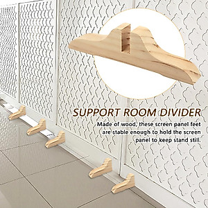 CALIDAKA 4pcs Folding Room Divider Stand,Wooden Room Divider Stand with Screws,Room Divider Screen Holder Feet Partition,Folding Privacy Screen Holder for Hotel Home Office(Size:11.81x1.18inch)