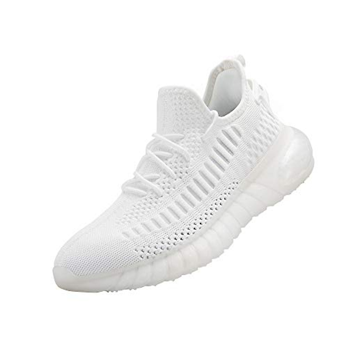 CUYIOM Men's Athletic Walking Shoes Outdoor Running Shoes Slip on Fashion Sneaker White 10