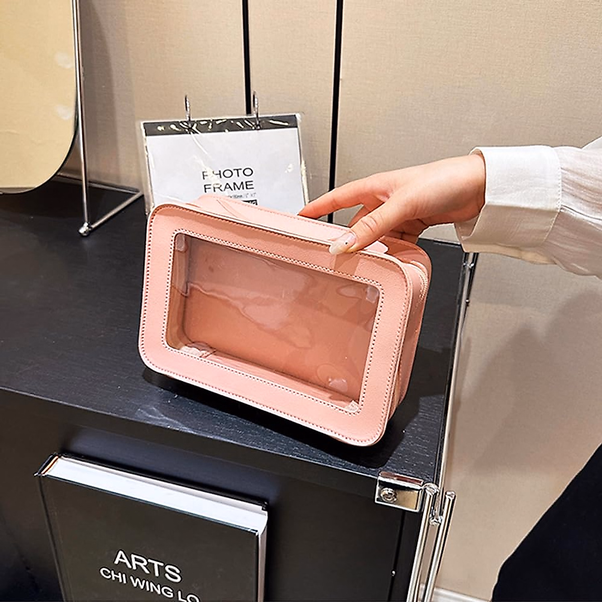 FFpaw Clear Makeup Bag, TSA Approved Toiletry Bag Travel Makeup Bag Clear Cosmetic Travel Bag Small Makeup Bag Organizer Waterproof Portable Car Essentials for Women