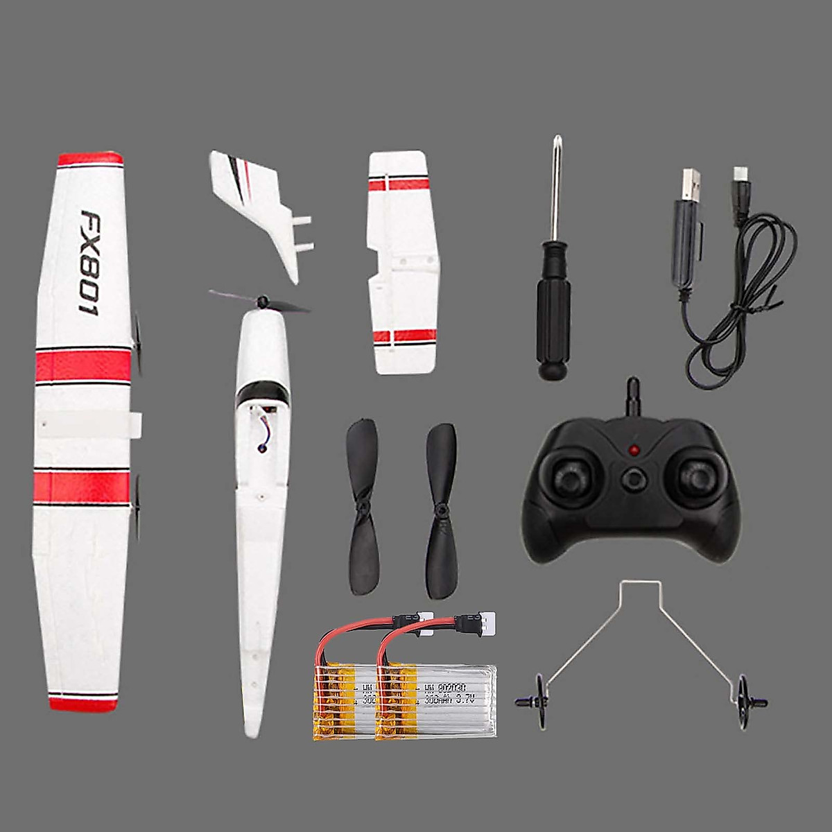 GoolRC FX801 RC Airplane, 2.4GHz 2CH Remote Control Airplane, EPP Foam RC Plane, Fixed Wing RC Aircraft, Easy to Fly RC Glider Toys for Kids, Boys and Beginners with 2 Batteries