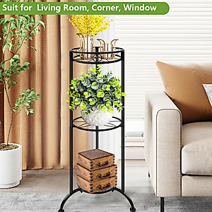 Lilybud--lily Plant Stand Indoor Outdoor, 3 Tier Plant Stands for Indoor Plants 35'' Tall Plant Shelf Metal Plant Holder Heavy Duty Flower Stand for Patio Garden Deck Living Room
