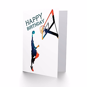 Wee Blue Coo Basketball Birthday - Slam Dunk Sealed Greeting Card Plus Envelope Blank inside